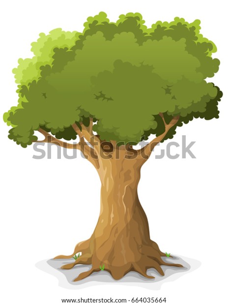 Spring Oak Tree Illustration Cartoon Big Stock Vector (Royalty Free ...