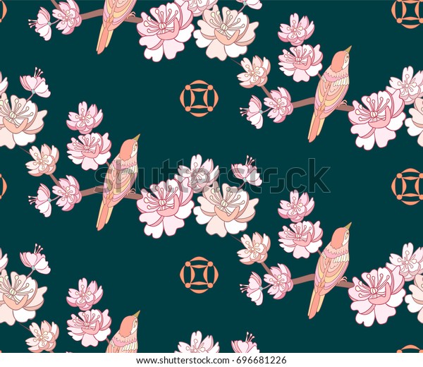 Spring Sakura Seamless Pattern Japanese Background Stock Vector ...