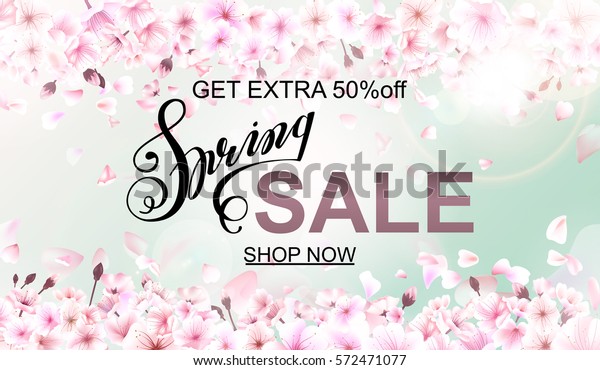 Spring Sale Advertisement On Background Beautiful Stock Vector (Royalty ...