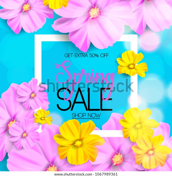 Spring Sale Background Flowers Stock Vector (Royalty Free) 1067989361