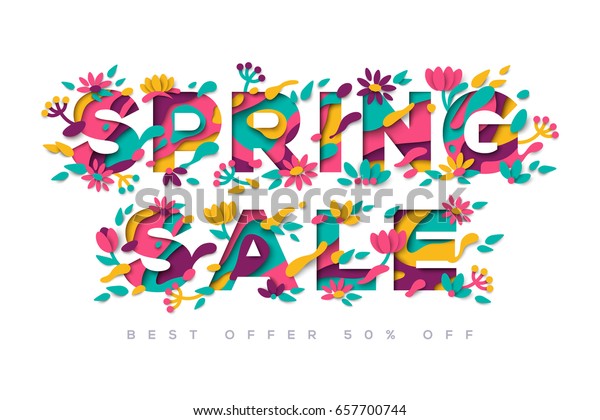 Spring Sale Typography Design Abstract Shapes Stock Vector (Royalty ...