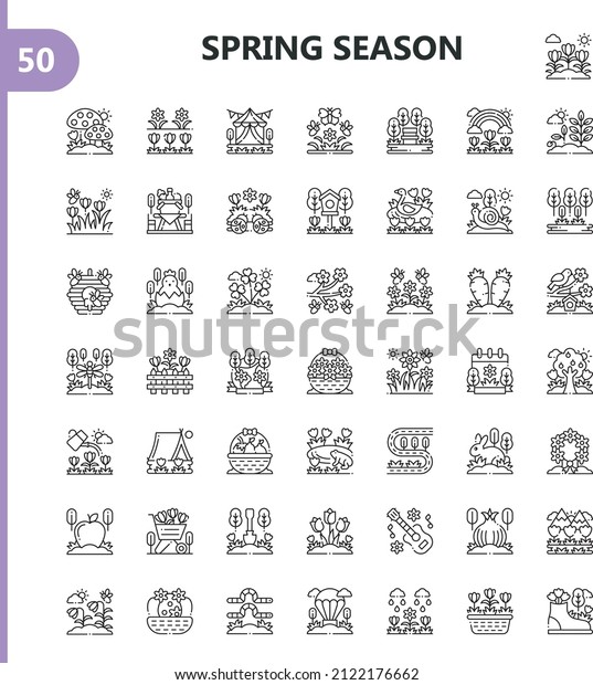 Spring Season Icon Set Filled Line Stock Vector (Royalty Free ...