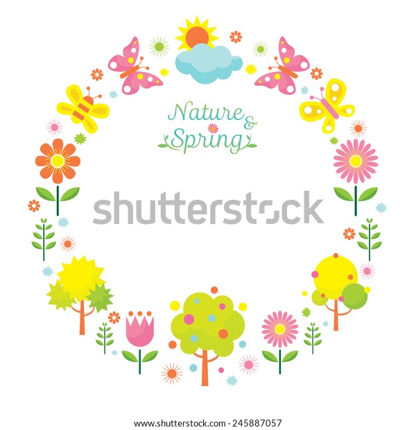 Spring Season Object Icons Wreath Stock Vector (Royalty Free) 245887057 ...