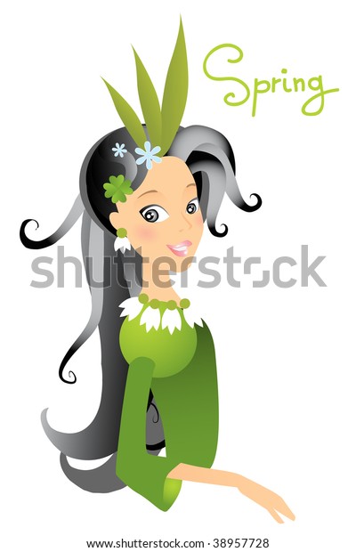 Spring Season Vector Cartoon Character Stock Vector (Royalty Free) 38957728