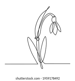 Spring Snowdrop Flower Continuous Line Art Stock Vector (Royalty Free ...