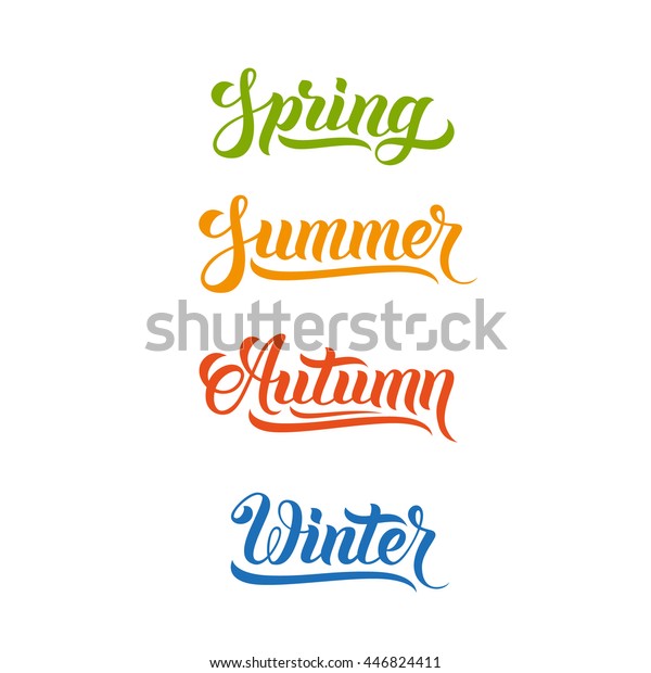 Spring Summer Autumn Winter Hand Lettering Stock Vector (Royalty Free ...