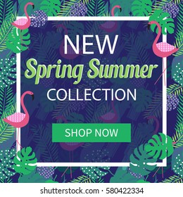 Spring Summer Collection Banner Tropical Background Stock Vector ...
