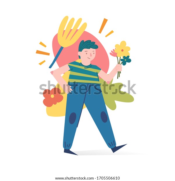 Spring Summer Illustration Concept Cartoon People Stock Vector (Royalty ...