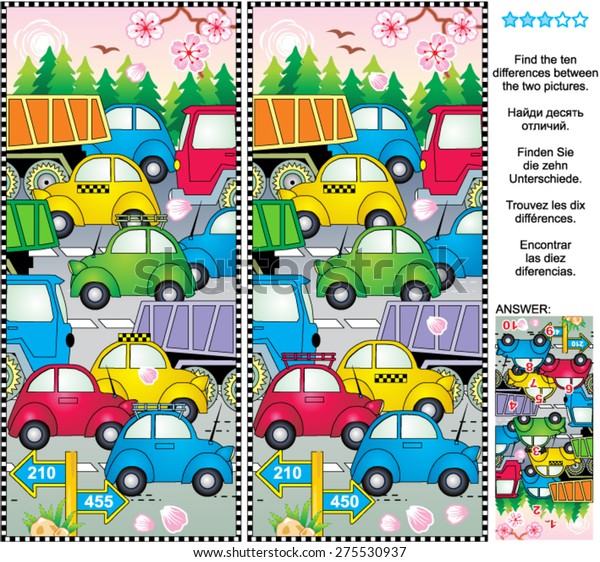 Spring Summer Traffic Jam Picture Puzzle Stock Vector (Royalty Free ...