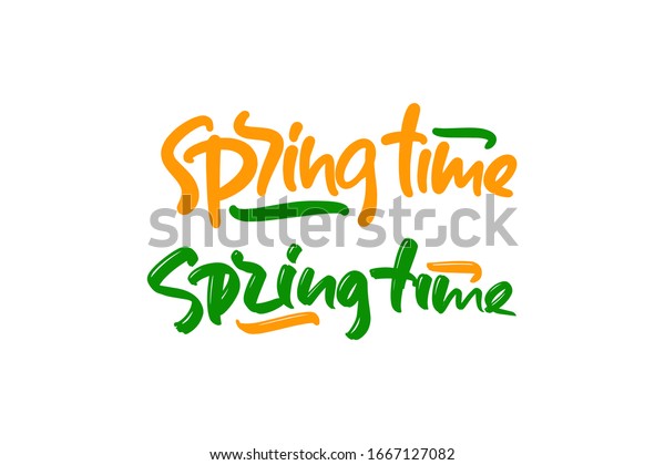 Spring Time Hand Drawn Lettering Text Stock Vector (Royalty Free ...
