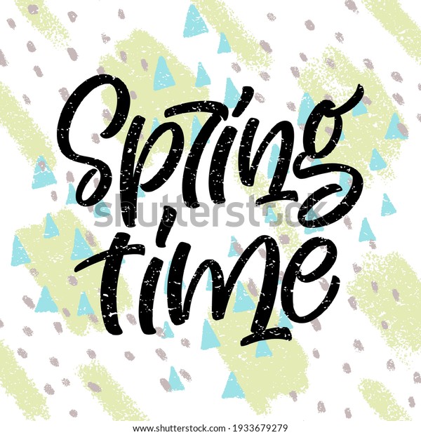 Spring Time Hand Drawn Lettering On Stock Vector (Royalty Free ...