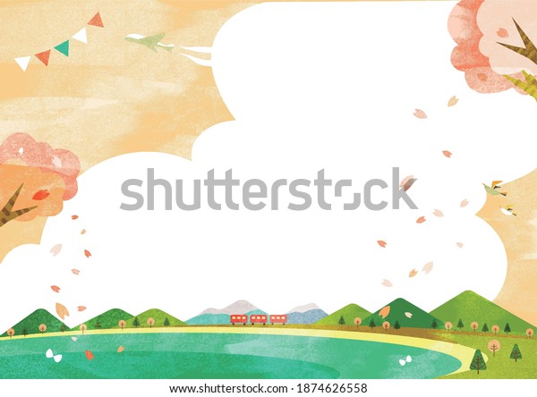 Spring Travel Poster Background Illustration Cherry Stock Vector ...