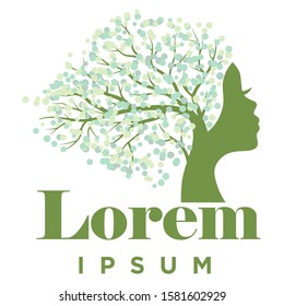 Spring Tree Female Face Vector Logo Stock Vector (Royalty Free ...