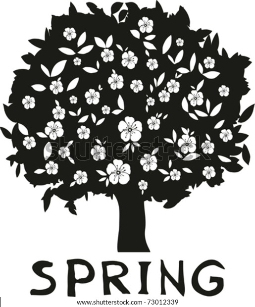 Spring Tree Silhouette On White Background Stock Vector (Royalty Free ...
