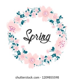 Spring Vector Illustration Fresh Flowers Circled Stock Vector (Royalty ...