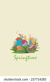 Spring Village Card Stock Vector (Royalty Free) 237714283 | Shutterstock