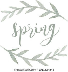 Spring Watercolor Branches Frame Calligraphy Quote Stock Vector ...