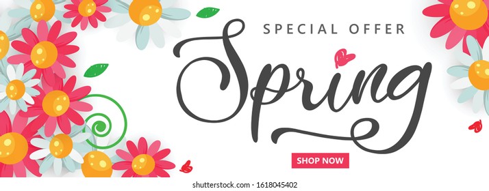 Spring Website Header Banner Design Beautiful Stock Vector (Royalty ...