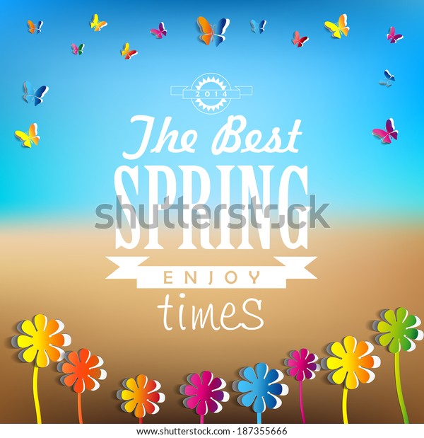 Spring Word Abstract Paper Flowers Background Stock Vector (Royalty ...