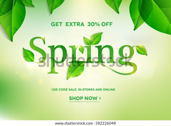 Spring Word On Natural Green Backgroundspring Stock Vector (Royalty ...