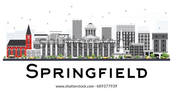 Skyline Springfield con edificios grises aislados: vector de stock ...