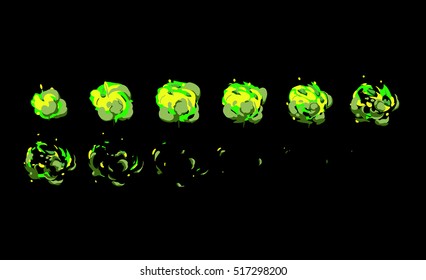 Sprite Sheet Green Poisonous Explosion Toxic Stock Vector (Royalty Free ...