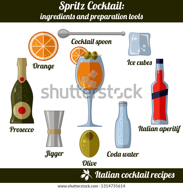 Spritz Cocktail Infographic Set Isolated Elements Stock Vector (Royalty ...