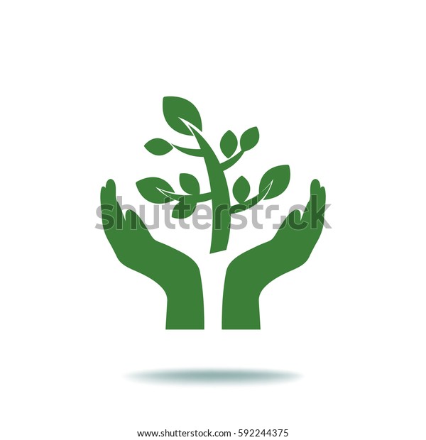 Sprout Hand Sign Environmental Protection Web Stock Vector (Royalty ...