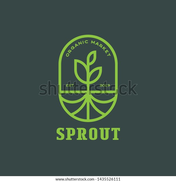 Sprout Roots Modern Line Logo Mark Stock Vector (Royalty Free) 1435526111