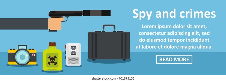 Spy Crimes Banner Horizontal Concept Flat Stock Vector (Royalty Free ...