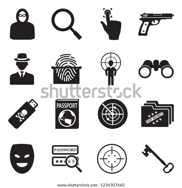 Spy Icons Black Flat Design Vector Stock Vector (Royalty Free ...