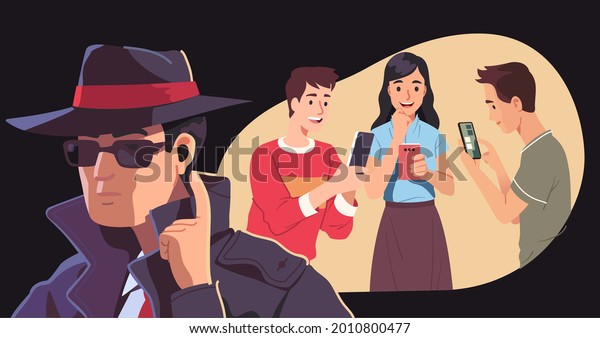 Spy Person Listening Eavesdropping On People Stock Vector (Royalty Free ...