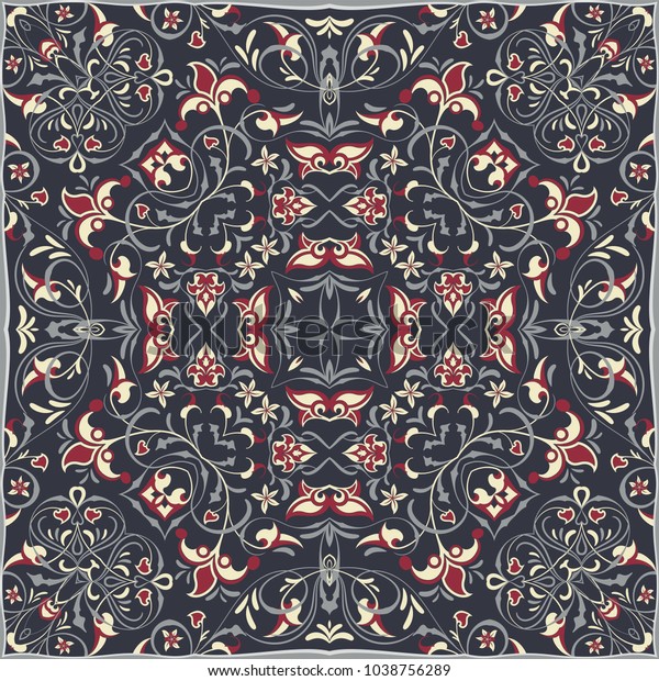 Square Arabic Pattern Silk Scarf Scarf Stock Vector (Royalty Free ...