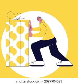 Square Art Template Man Carrying Huge Stock Vector (Royalty Free ...