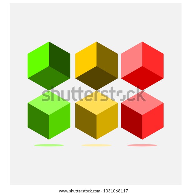 Square Box Red Yellow Green Hexagon Stock Vector (Royalty Free) 1031068117
