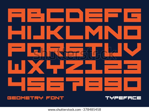 Square Contemporary Monospaced Font Letters Numbers Stock Vector ...