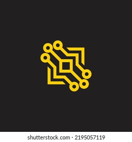 Square Electronic Circuit Network Symbol Logo Stock Vector (Royalty ...