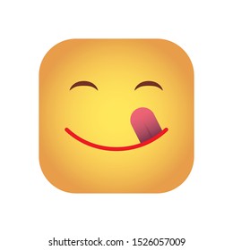 Square Emoticon Delicious Face Character Icon Stock Vector (Royalty ...