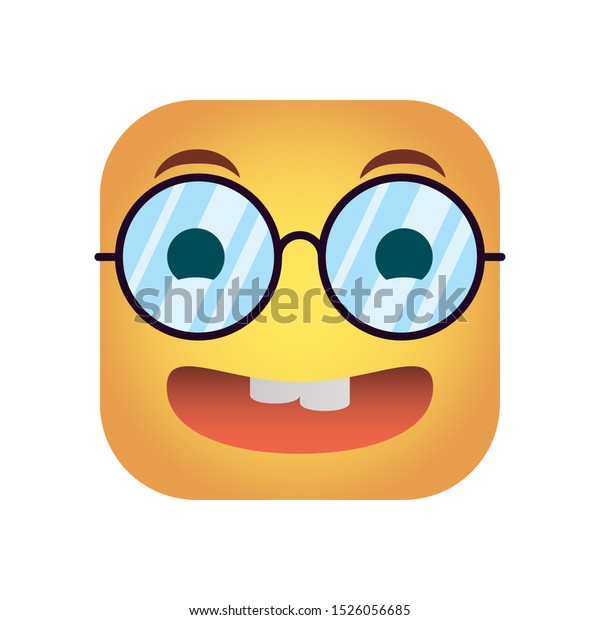 Square Emoticon Genius Face Character Icon Stock Vector (Royalty Free ...