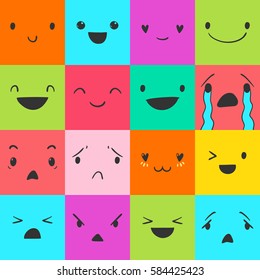 Square Emoticons Different Funny Emotions Vector: vector de stock ...