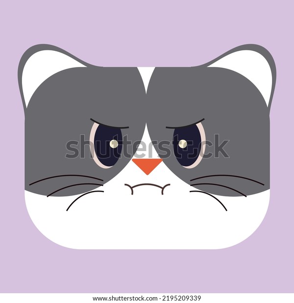 Square Faces Cat Emoticon Kawaii Cute Stock Vector (Royalty Free ...