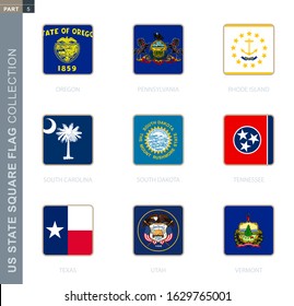 Us States Waving Flag Collection Official Stock Vector (Royalty Free ...