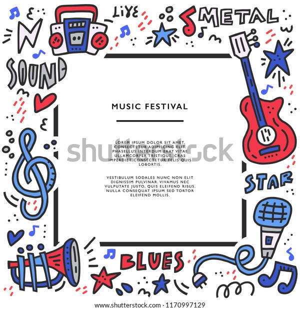 Square Frame Different Music Symbols Place Stock Vector (Royalty Free ...