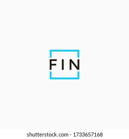 Square Frame Fin Letter Logo Design Stock Vector (Royalty Free ...