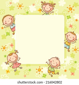 Square Frame Five Happy Kids Stock Vector (Royalty Free) 216042802 ...