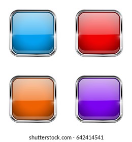 Square Glass Buttons Colored Collection Vector Stock Vector (Royalty ...