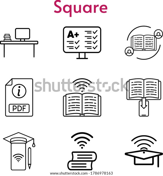 Square Icon Set Included Feedback Desktop Stock Vector (Royalty Free ...