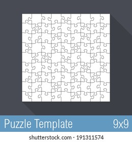 Square Jigsaw Puzzle Template 9x9 Pieces Stock Vector (Royalty Free ...
