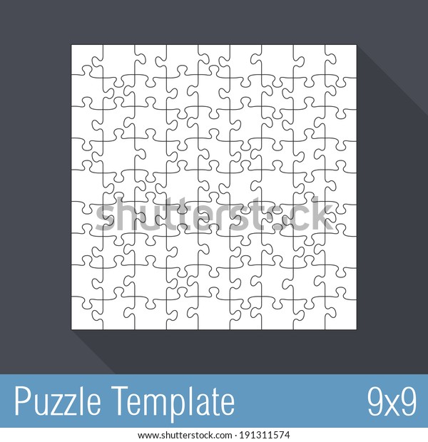 Square Jigsaw Puzzle Template 9x9 Pieces Stock Vector (Royalty Free ...