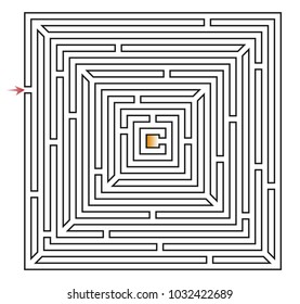 Square Labyrinth Vector Maze Game Illustration Stock Vector (Royalty ...